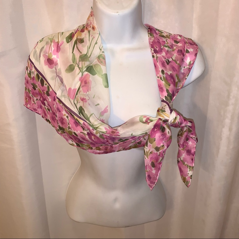 Authentic Valentino Pink Silk? Chiffon Floral Print S… - Gem